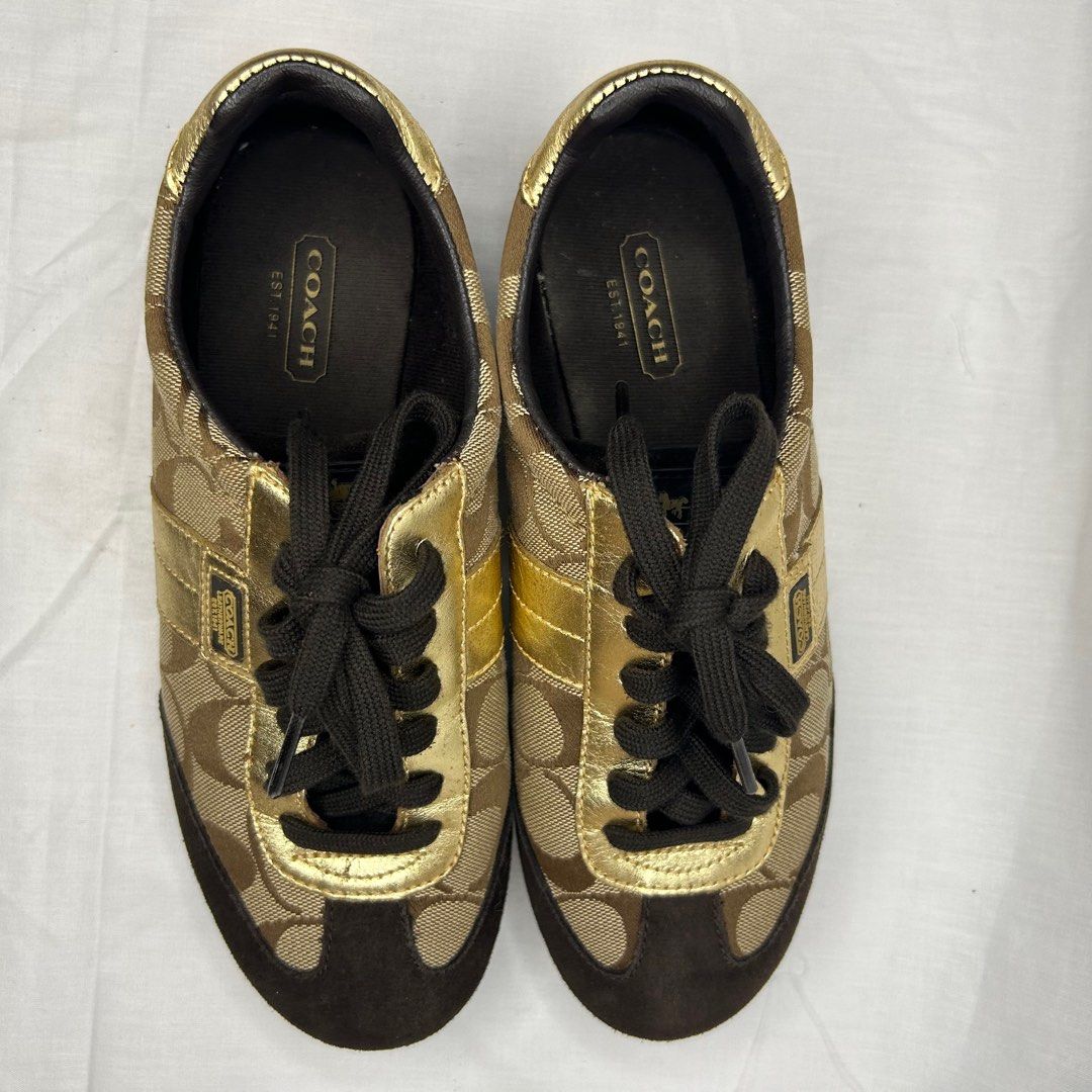 SEPATU COACH SIGNATURE BROWN AUTHENTIC, Fesyen Wanita, Sepatu di Carousell