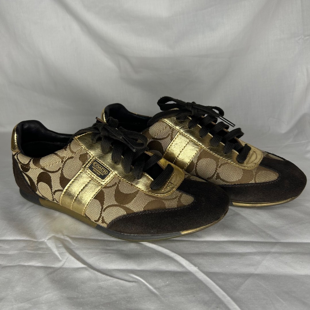 SEPATU COACH SIGNATURE BROWN AUTHENTIC, Fesyen Wanita, Sepatu di Carousell