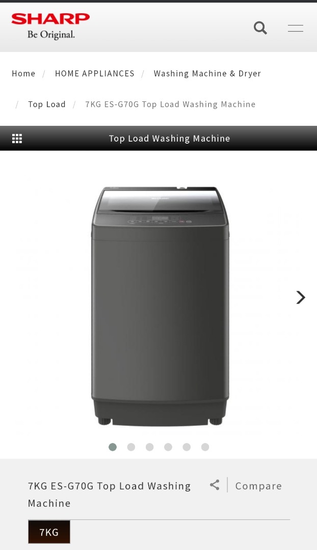 Sharp 7kg Washing Machine ESG70G, TV & Home Appliances, Washing ...