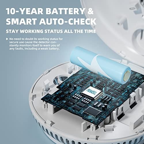 Smoke Alarms, 10-Year Battery Fire Alarm Smoke Detector Smart silence ...