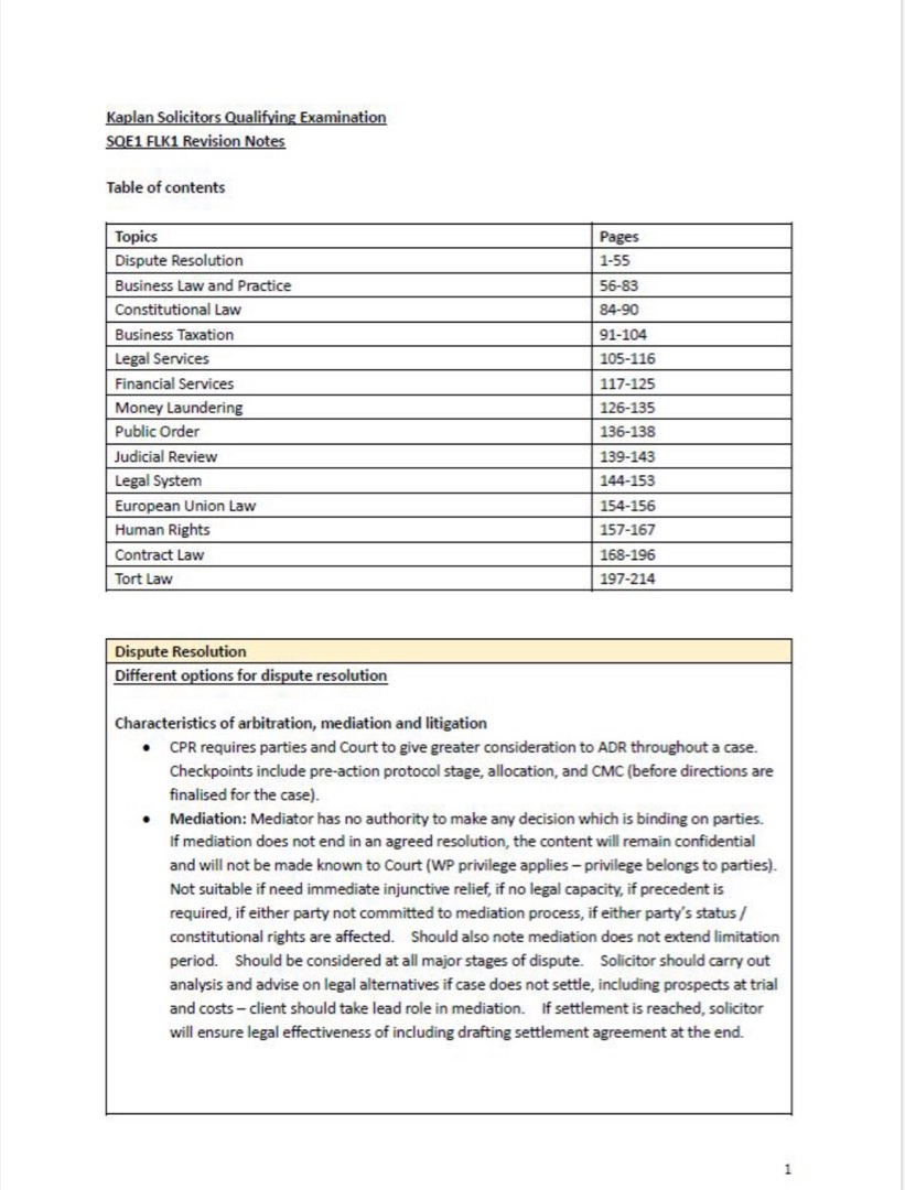 SQE - SQE1 FLK1 Revision Notes (214 pages) (updated Dec 2023), Hobbies ...