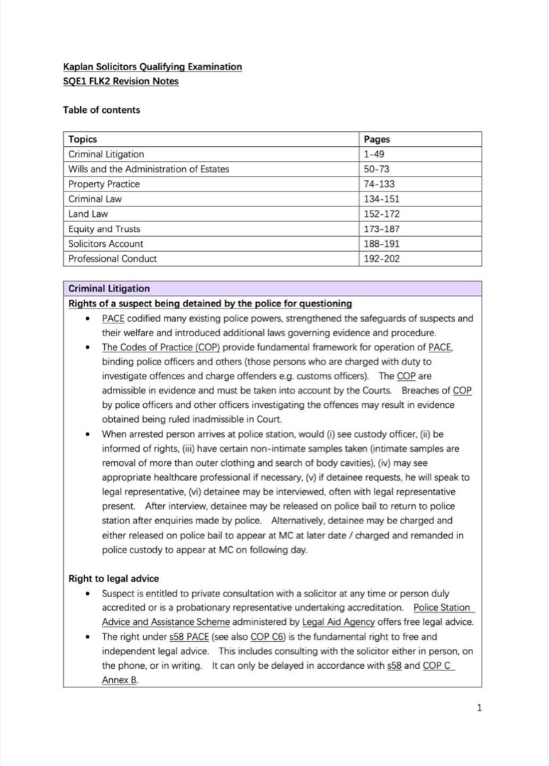 SQE - SQE1 FLK2 Revision Notes (202 pages) (updated Oct 2023), Hobbies ...