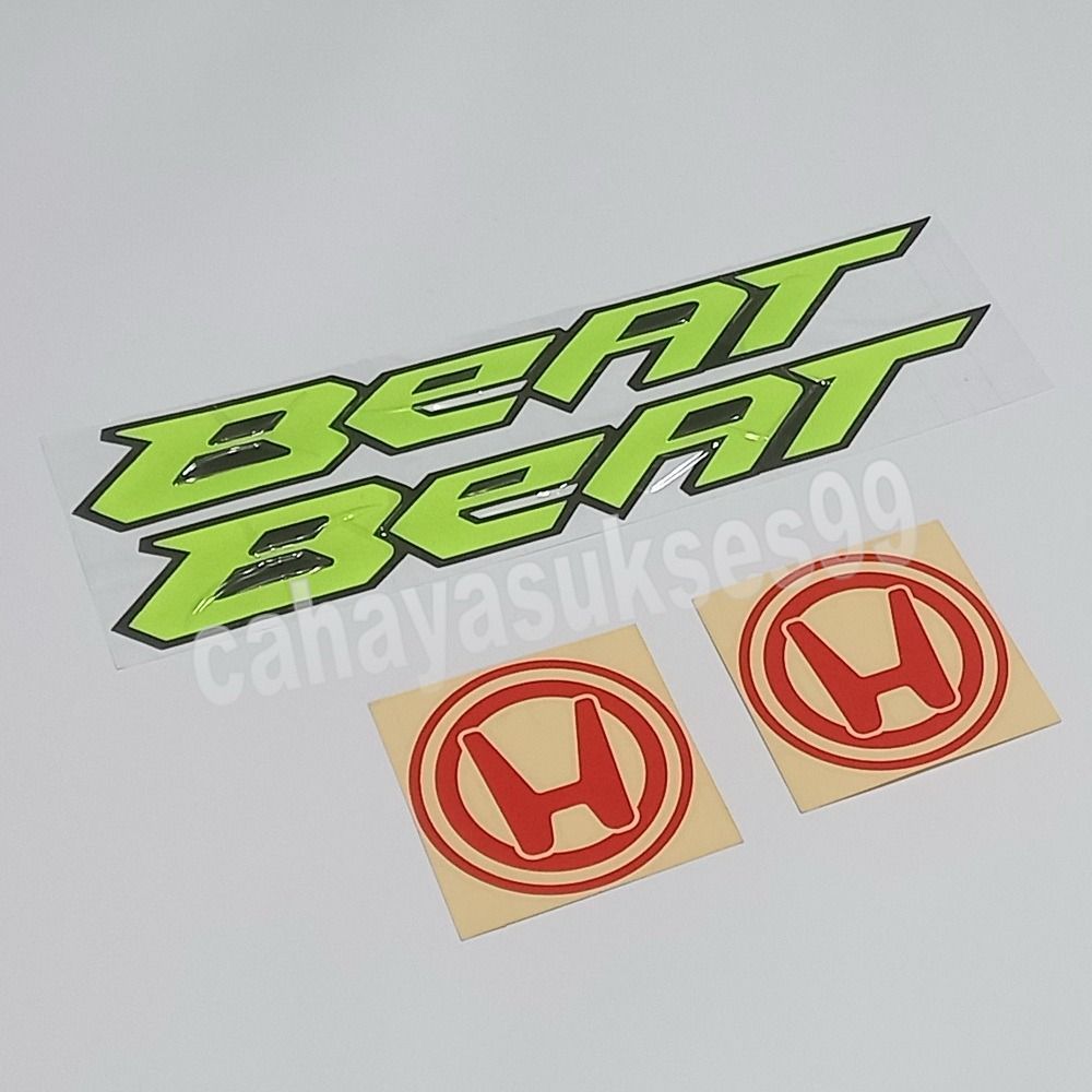 Sticker BEAT Hijau Stabilo 30cm Stiker Tangki Motor HONDA MOGE Sticker ...