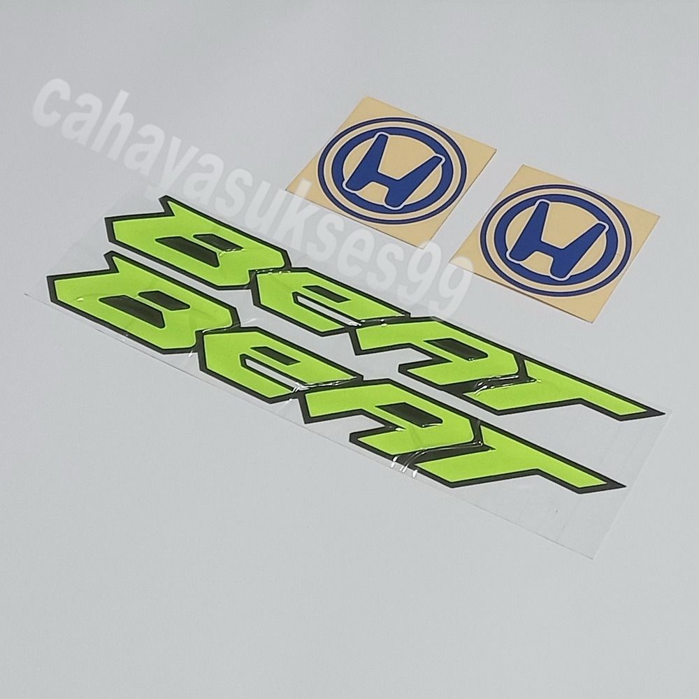 Sticker BEAT Hijau Stabilo 30cm Stiker Tangki Motor HONDA MOGE Sticker ...