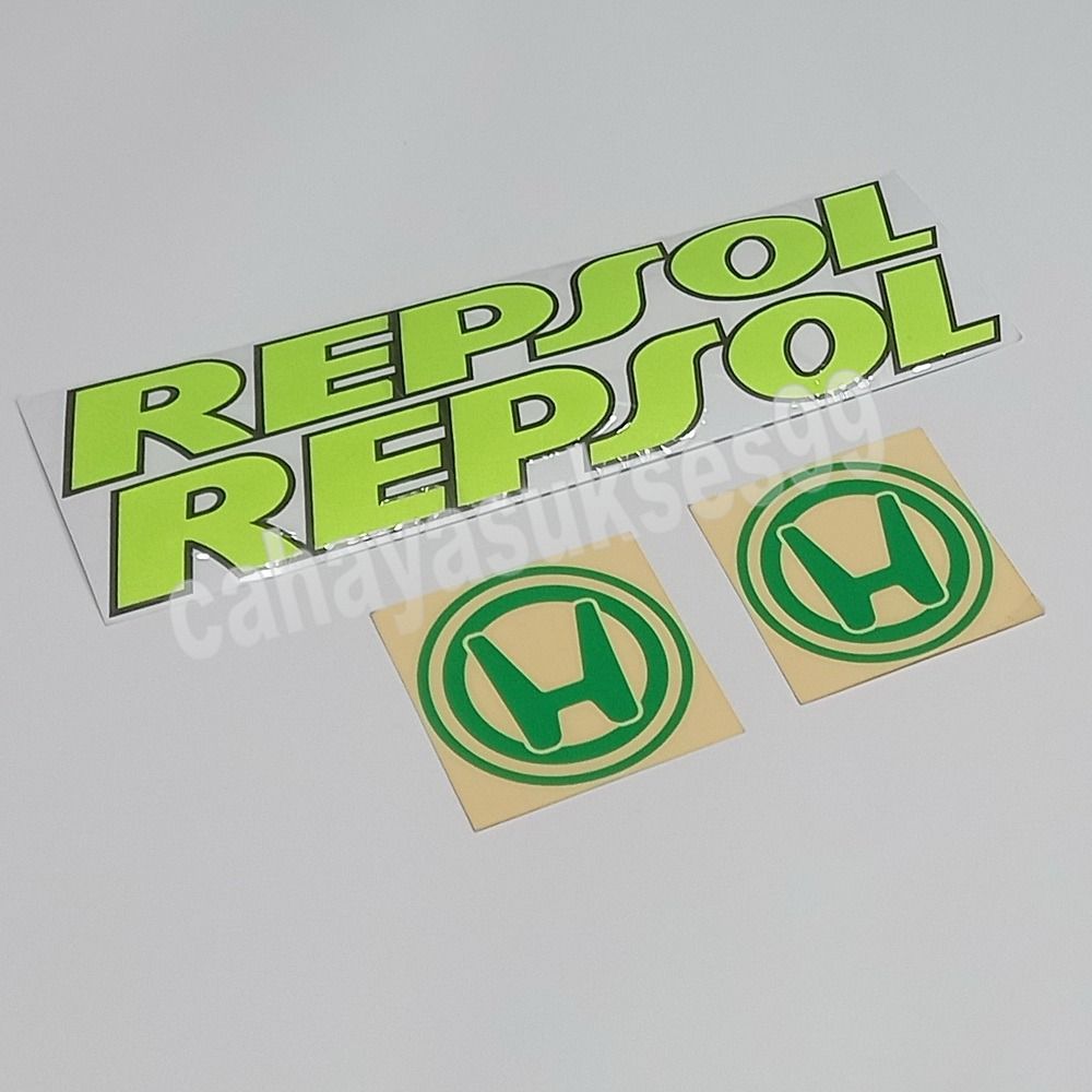Sticker Motor REPSOL Hijau Stabilo Reflective Size Besar 30cm x 4,3cm ...