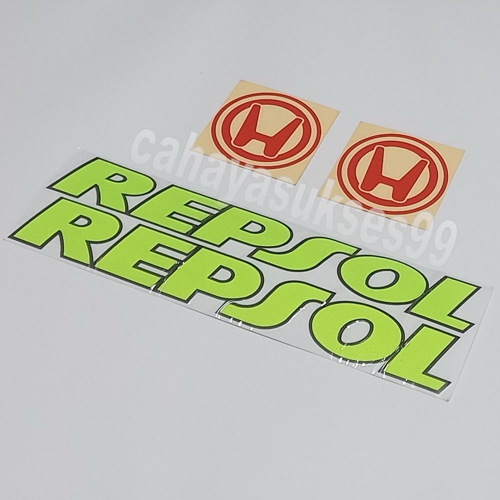Sticker Motor REPSOL Hijau Stabilo Reflective Size Besar 30cm x 4,3cm ...