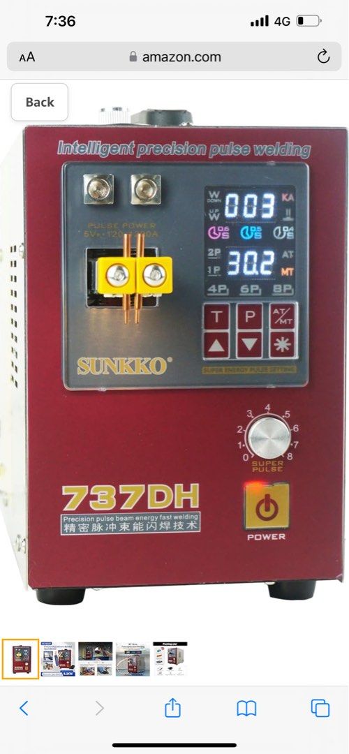 SUNKKO 737DH Battery Spot Welder, Pulse Welding Machine for 18650 14500 ...