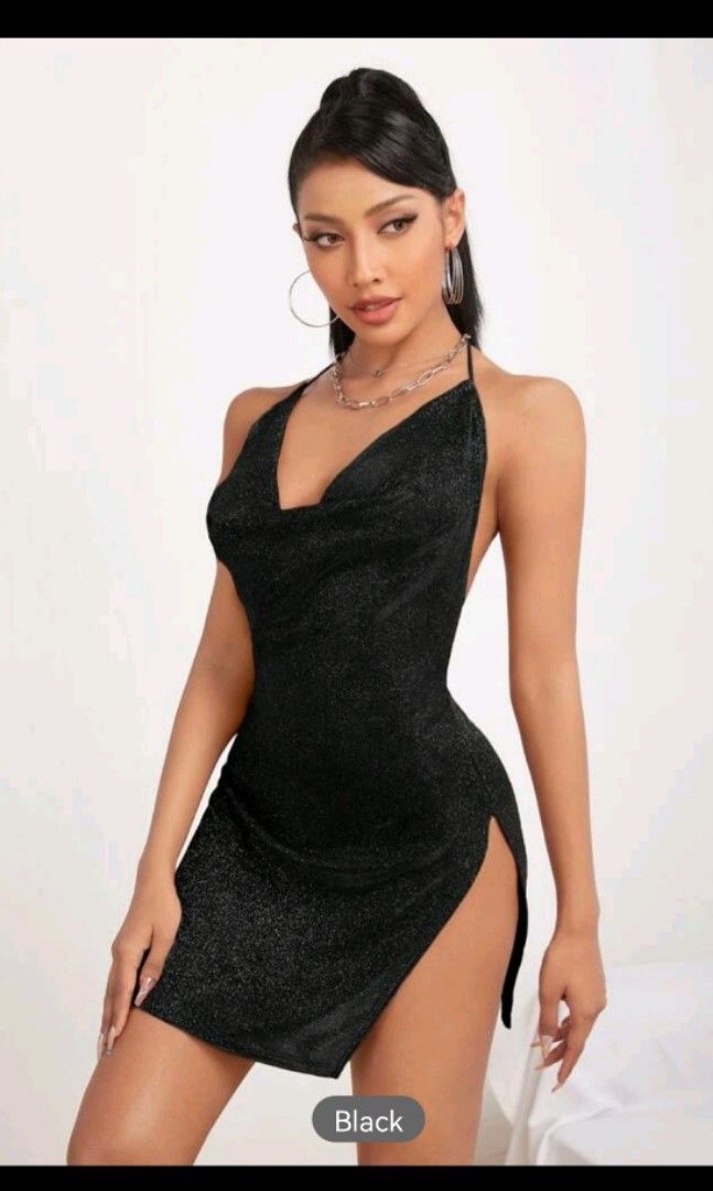 Super Sexy Glitter Slit Mini Dress Womens Fashion Dresses And Sets