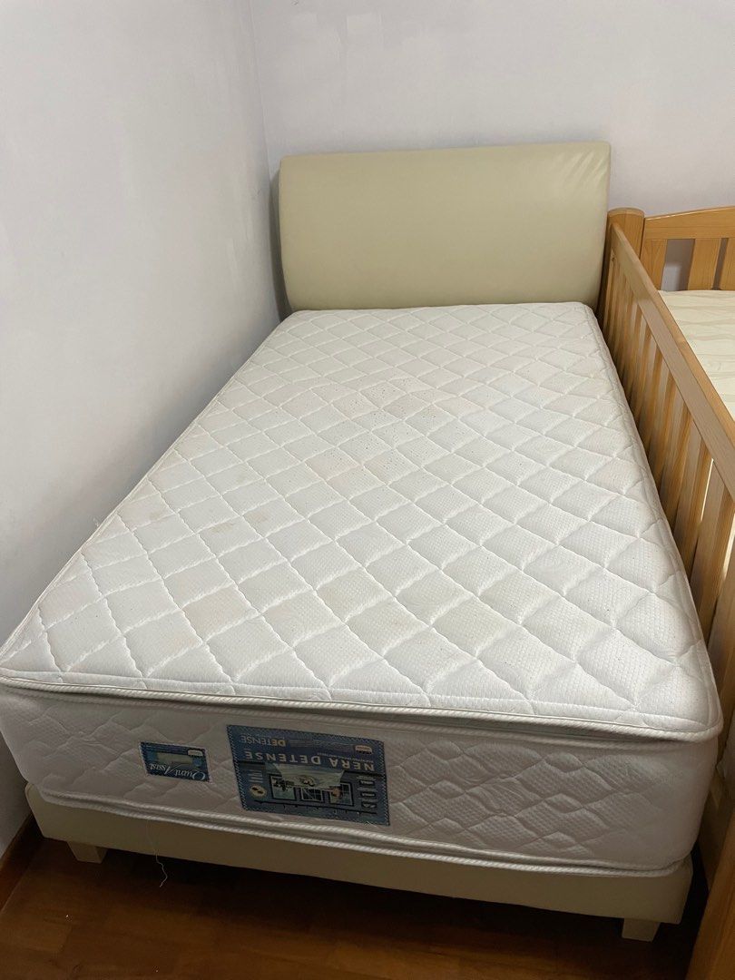 Super single bed with mattress, Furniture & Home Living, Furniture, Bed ...