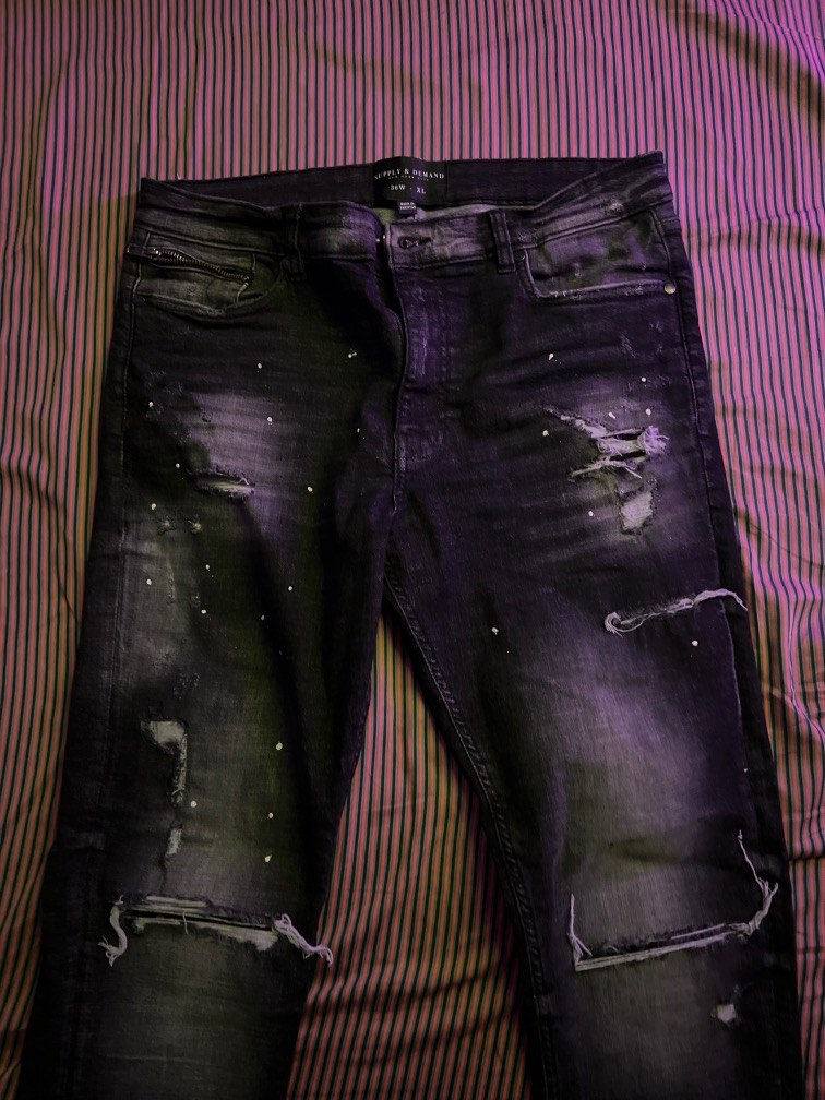 Supply & Demand Slim fit Splatter jeans, Men's Fashion, Bottoms, Jeans ...