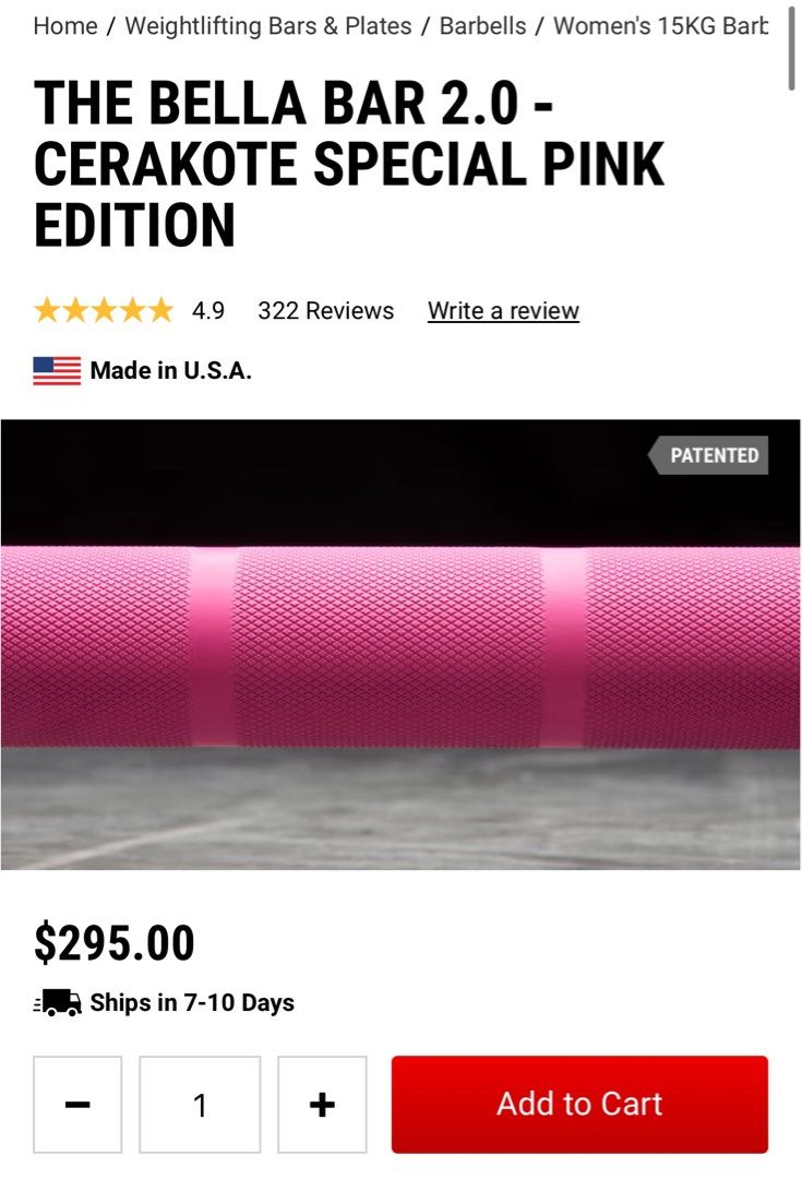 THE BELLA BAR 2.0 - CERAKOTE SPECIAL PINK EDITION, Sports Equipment ...