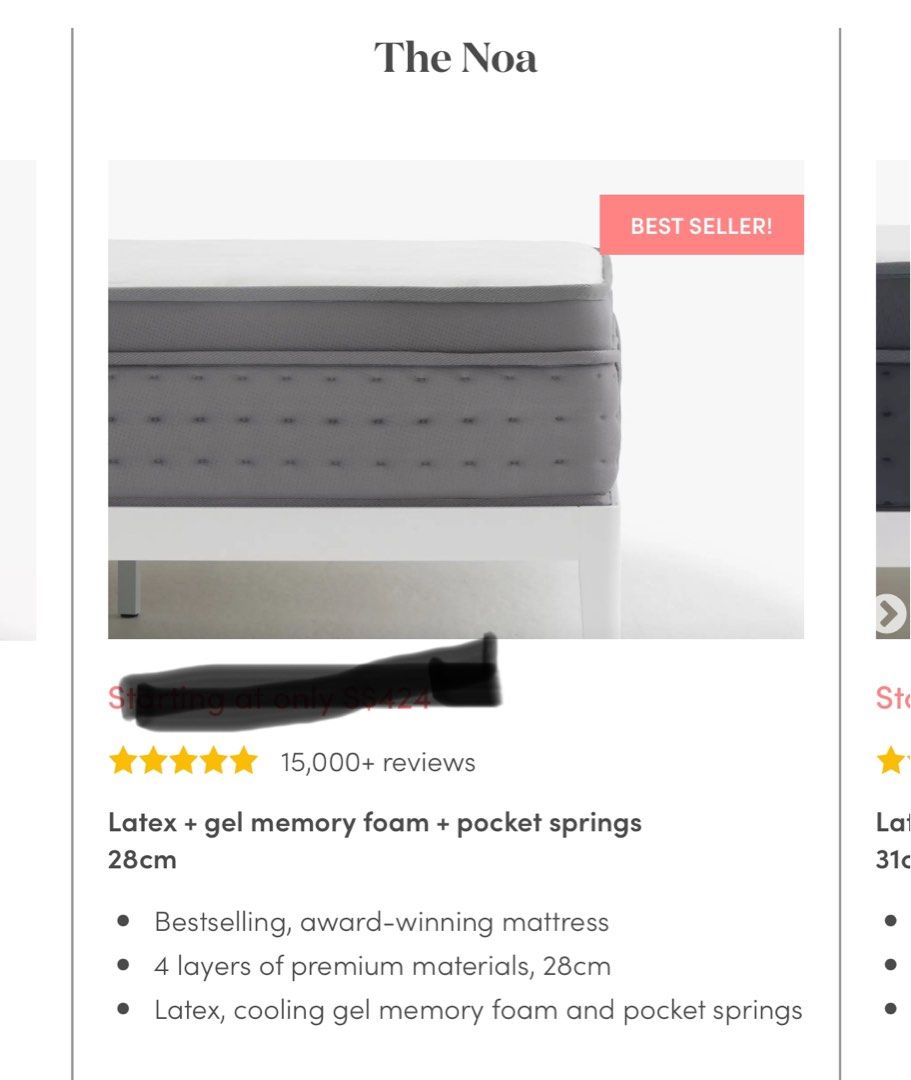 The NOA King sized mattress with topper and wooden bed frame, Furniture ...