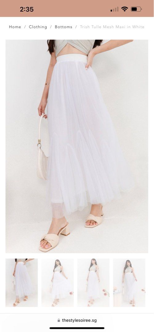 TSS Trish tulle mesh maxi in white, Women's Fashion, Bottoms, Skirts on ...