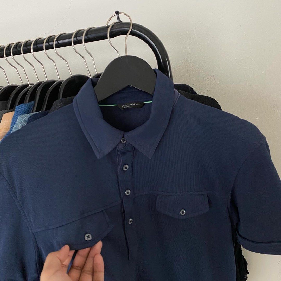 Uniqlo double pocket polo shirt navy kaos kerah baju berkerah, Fesyen Pria, Pakaian , Atasan di ...