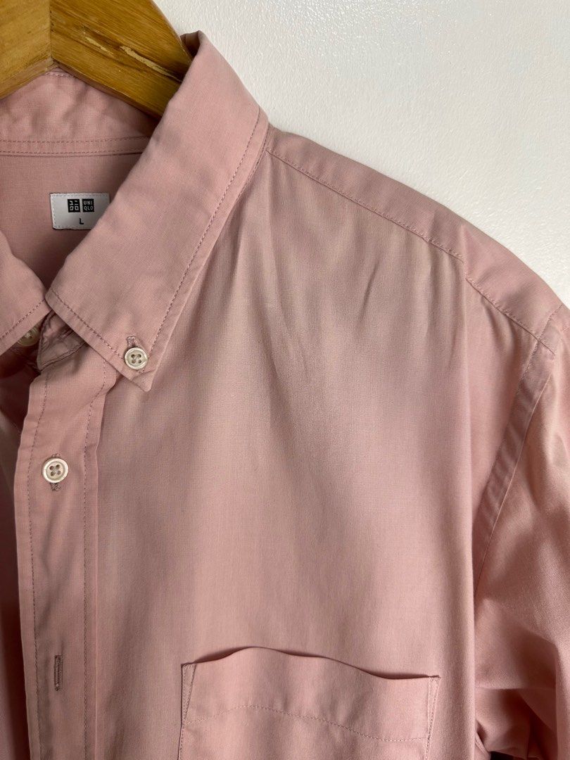 Uniqlo (pink), Men's Fashion, Tops & Sets, Formal Shirts on Carousell