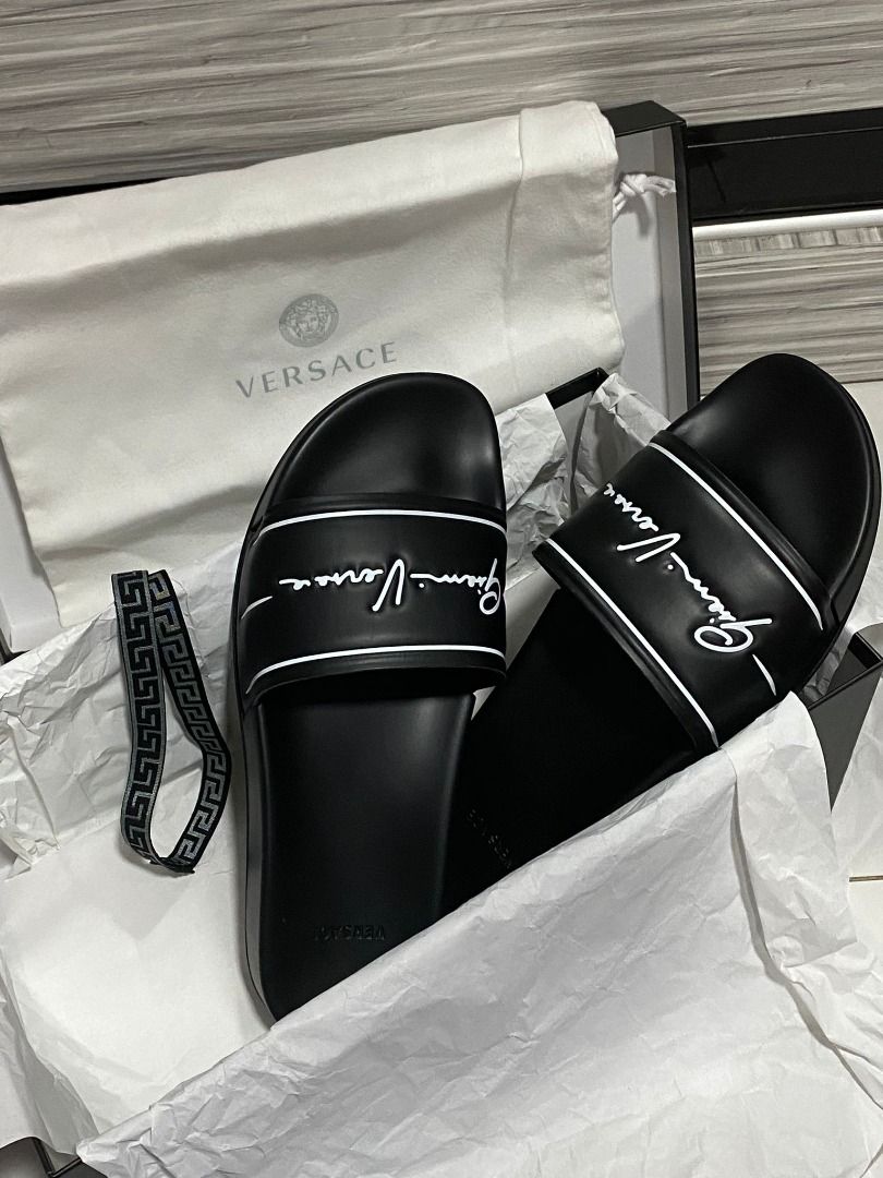 Versace signature logo sandals / pool slides / burberry slides ...