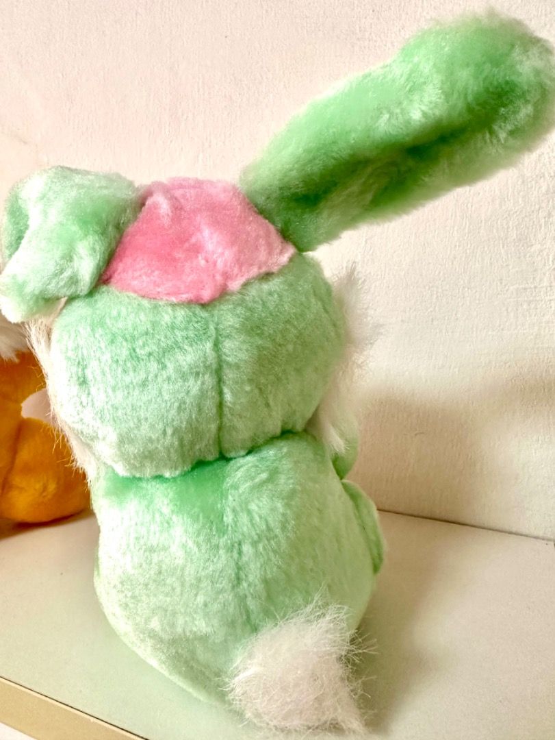 Vintage retro 1980s pair of sweet rabbits couple plushie soft toys ...