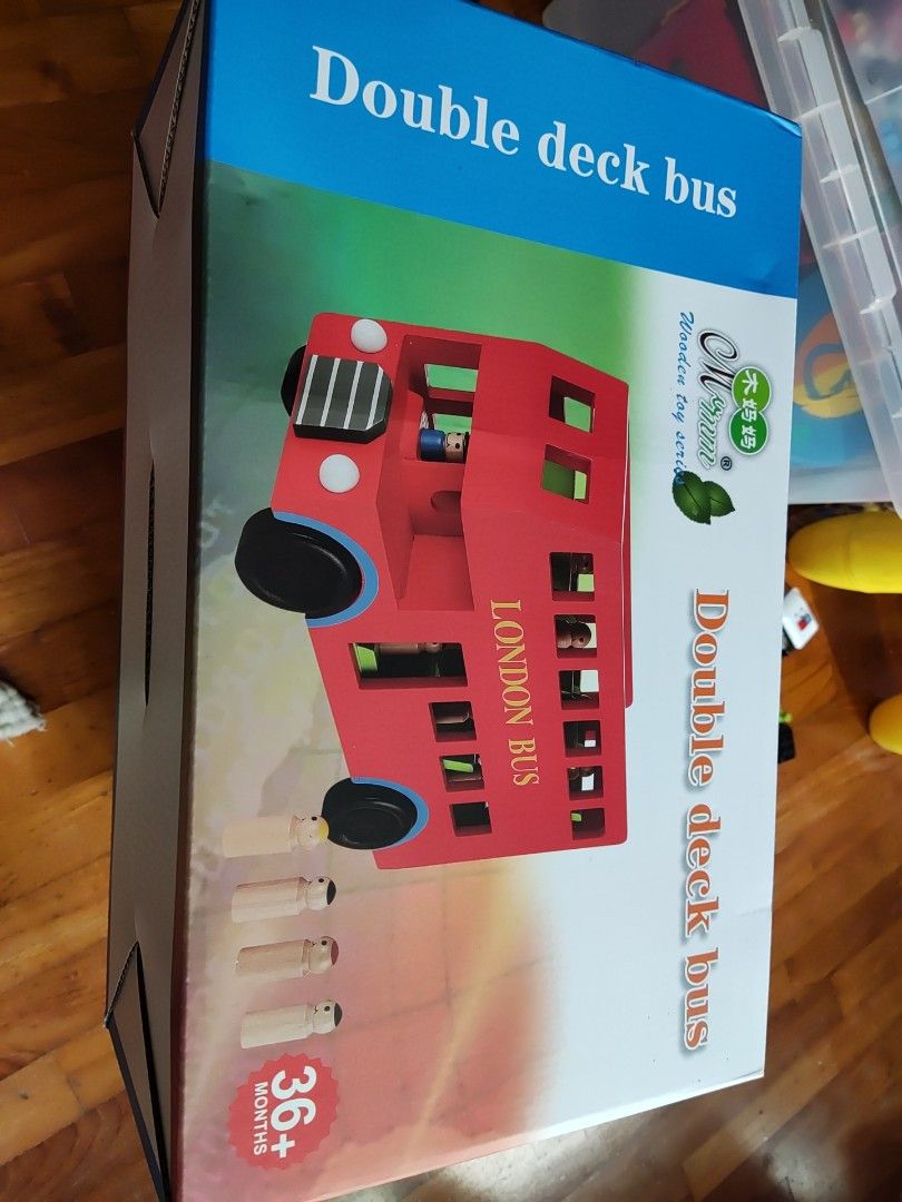 Wooden double deck bus play, Babies & Kids, Infant Playtime on Carousell