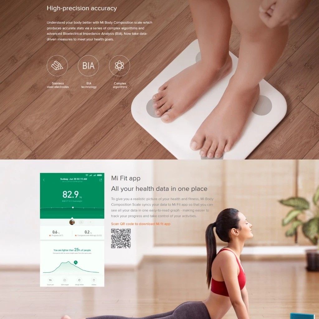 XIAOMI Mi Body Composition 2 Scale, Health & Nutrition, Health Monitors ...