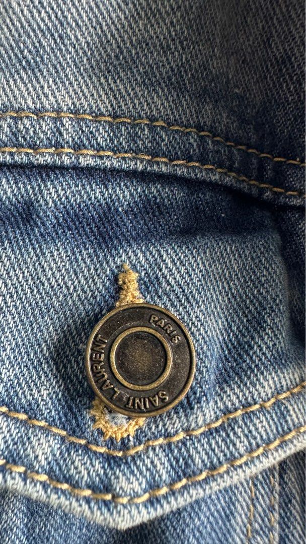 YSL Denim Jacket, Luxury, Apparel on Carousell