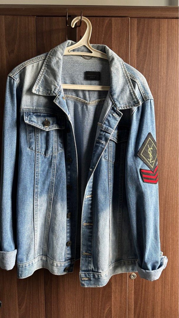 YSL Denim Jacket, Luxury, Apparel on Carousell