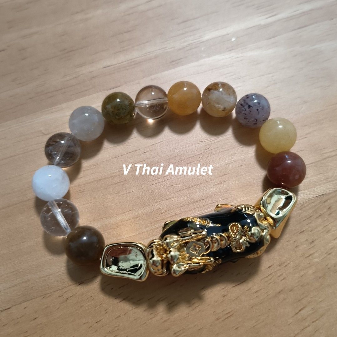 10cm Rutile Quartz Multi colour, Blessing Lucky Fortune Pixiu Charm ...