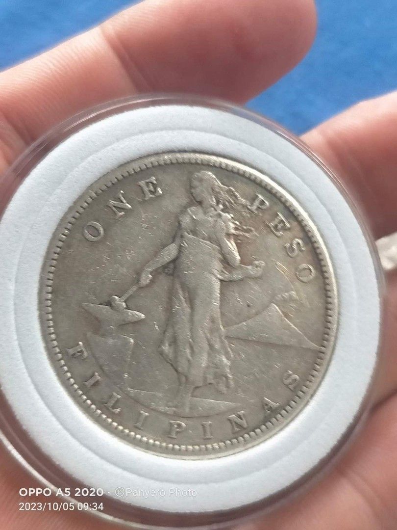 1908s one peso Philippine antik silver coin us-phil silver coin ...