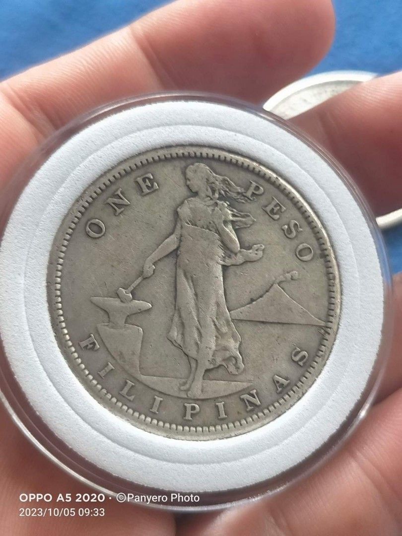 1908s one peso Philippine antik silver coin us-phil silver coin ...