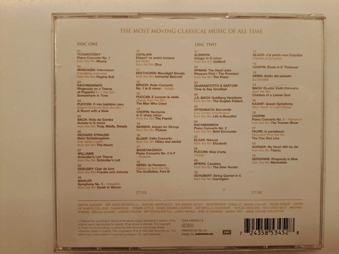 2 CD set. Classical Heartbreakers: The Most Moving Classical Music of All Time by Various ...