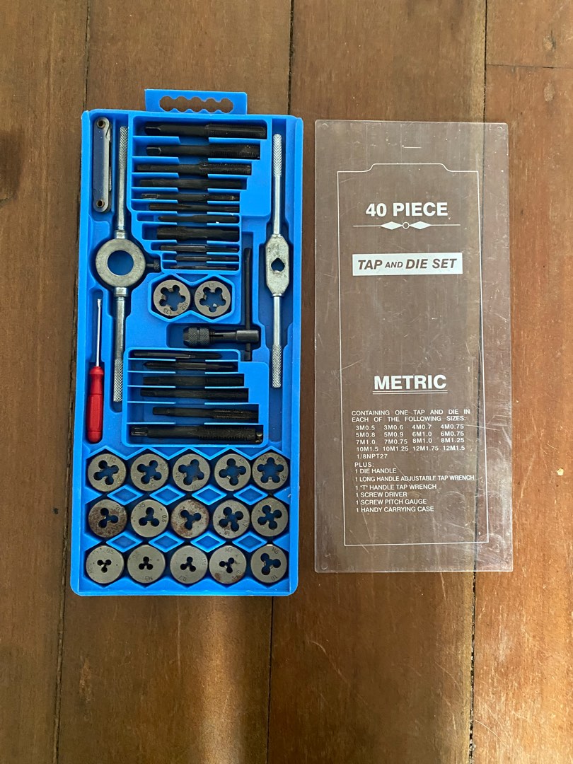 40pcs Tap Die Set M3-M12 Screw Thread Metric Taps Wrench Dies DIY Kit With Box Alloy Steel Hand ...
