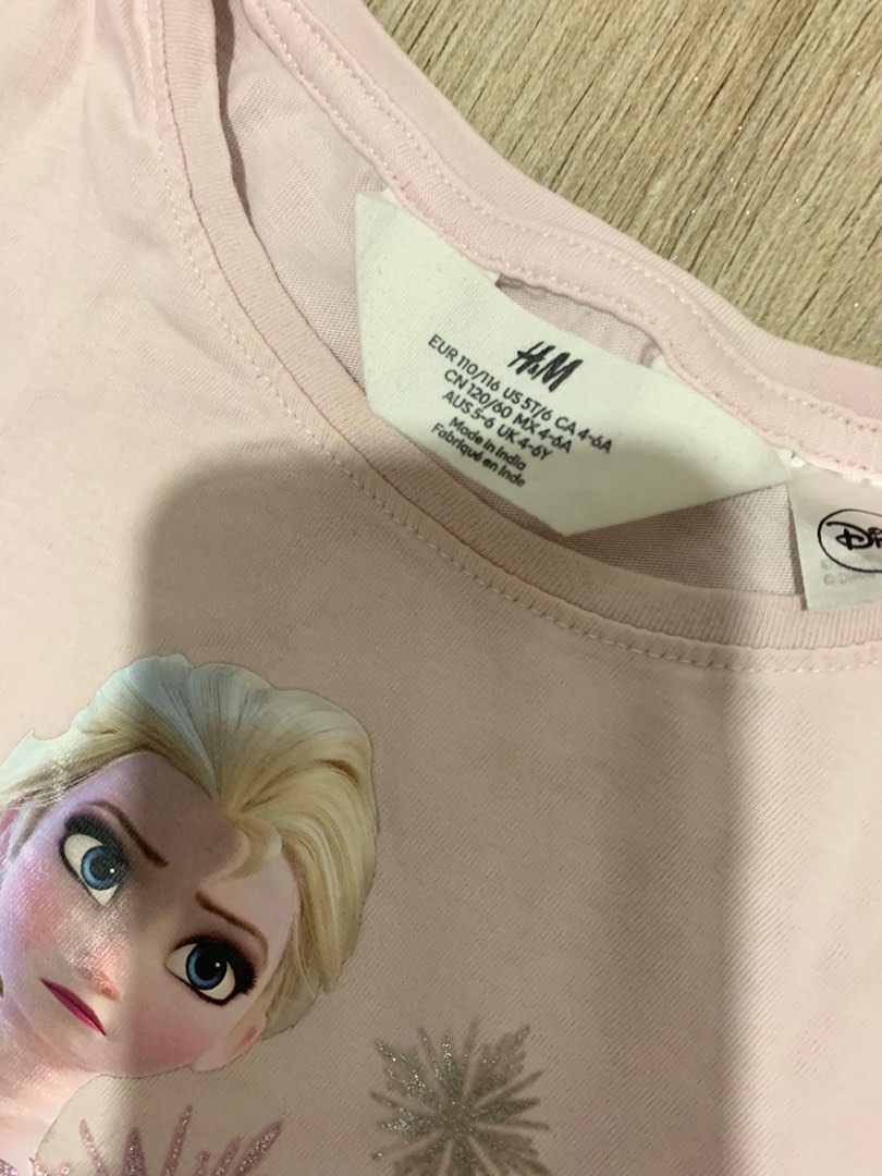 5T H&M Frozen Elsa Pink Top, Babies & Kids, Babies & Kids Fashion on Carousell