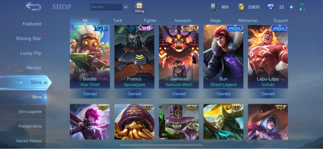 81 SKINS, COLLECTOR JAWHEAD, 5 EPIC SKINS, KUNG FU PANDA THAMUZ, M3 ...