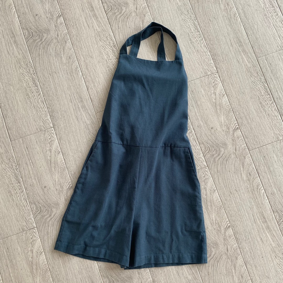 Araw the Line Apron Playsuit in Slate Blue, Women's Fashion, Dresses ...