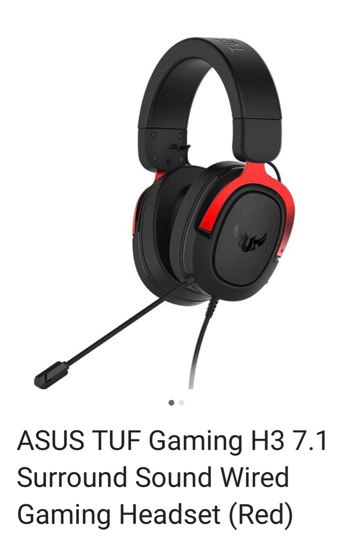 ASUS TUF Gaming H3 7.1 Surround Sound Wired Gaming Headset (Red), Audio ...