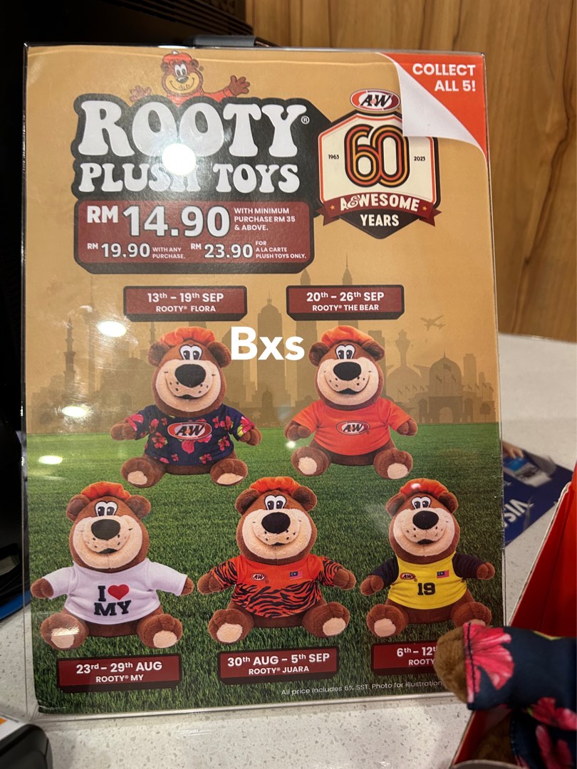 [PO] Authentic A&W Malaysia Rooty Bear plush toy soft toy plushie ...