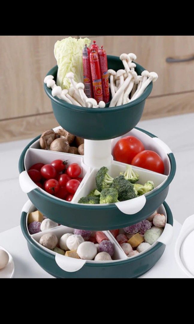 BNIB Rotating Multi-Layer Hotpot Platter Organiser, Furniture & Home ...