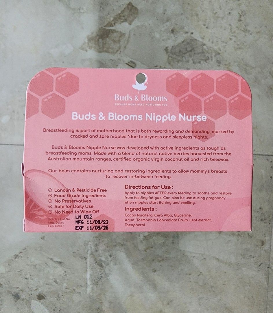 BrandNew Buds & Blooms Nipple Nurse Cream 15g, Babies & Kids, Maternity Care on Carousell