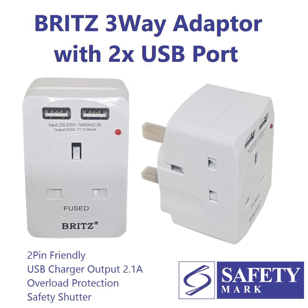 BRITZ 3 Way Adaptor, TV & Home Appliances, Electrical, Adaptors & Sockets on Carousell