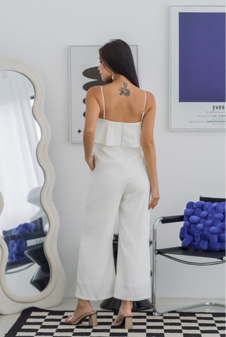 Carrislabelle Naomi Flutter Jumpsuit (White), Women's Fashion, Dresses ...