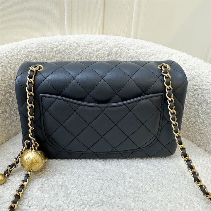 Chanel 23K Pearl Crush Mini Rectangle Flap in Dark Charcoal Grey ...