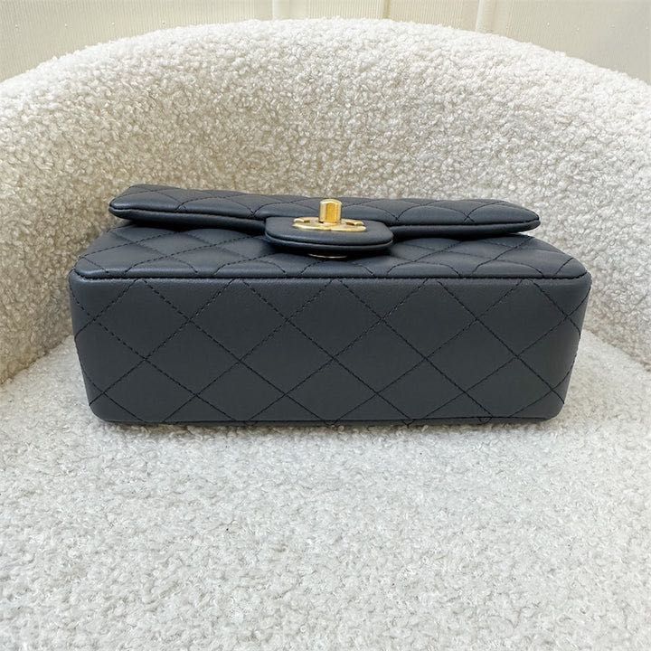 Chanel 23K Pearl Crush Mini Rectangle Flap in Dark Charcoal Grey ...