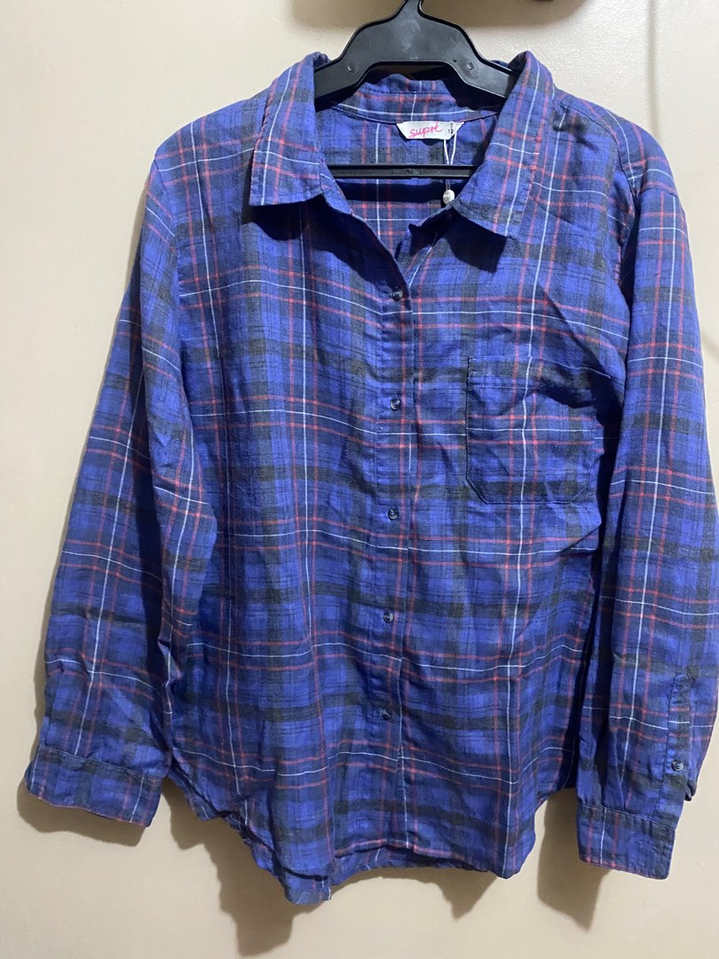 Checkered long sleeves polo, Women's Fashion, Tops, Longsleeves on Carousell