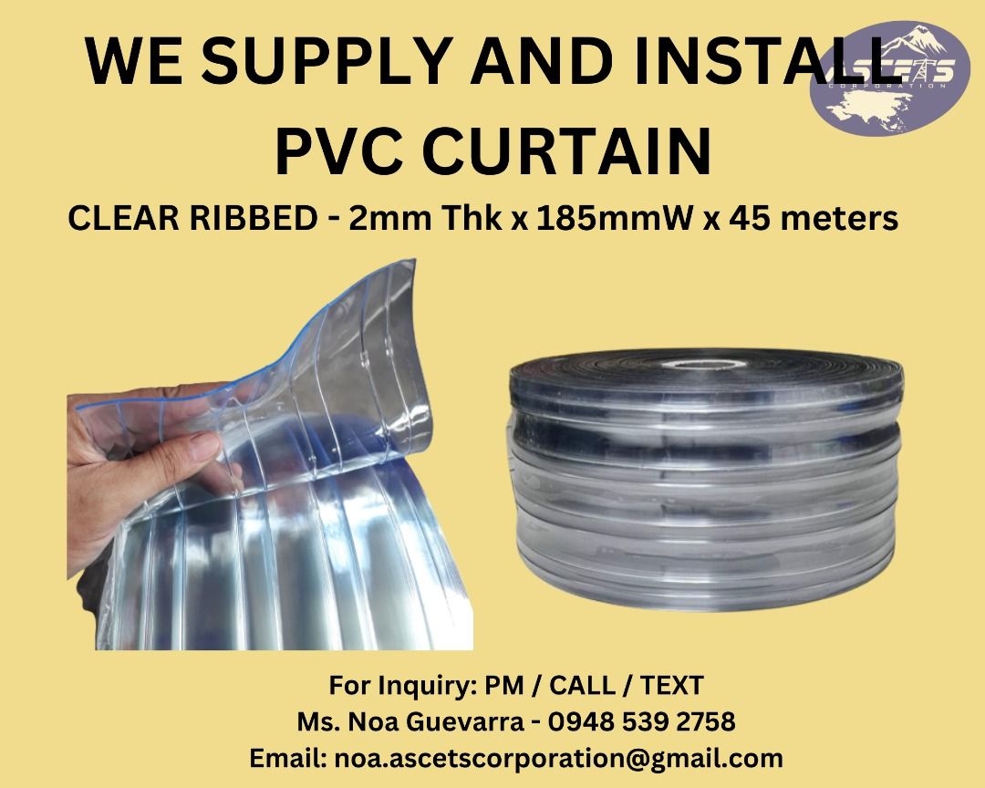 Clear Ribbed PVC Curtain, Furniture & Home Living, Home Decor, Curtains ...