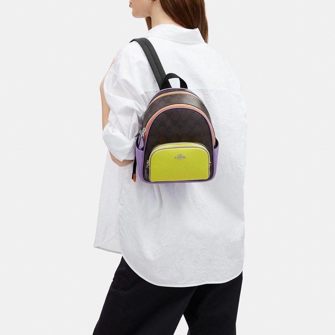 COACH Mini Court Backpack In Colorblock Signature Canvas, Women's Fashion, Bags & Wallets ...