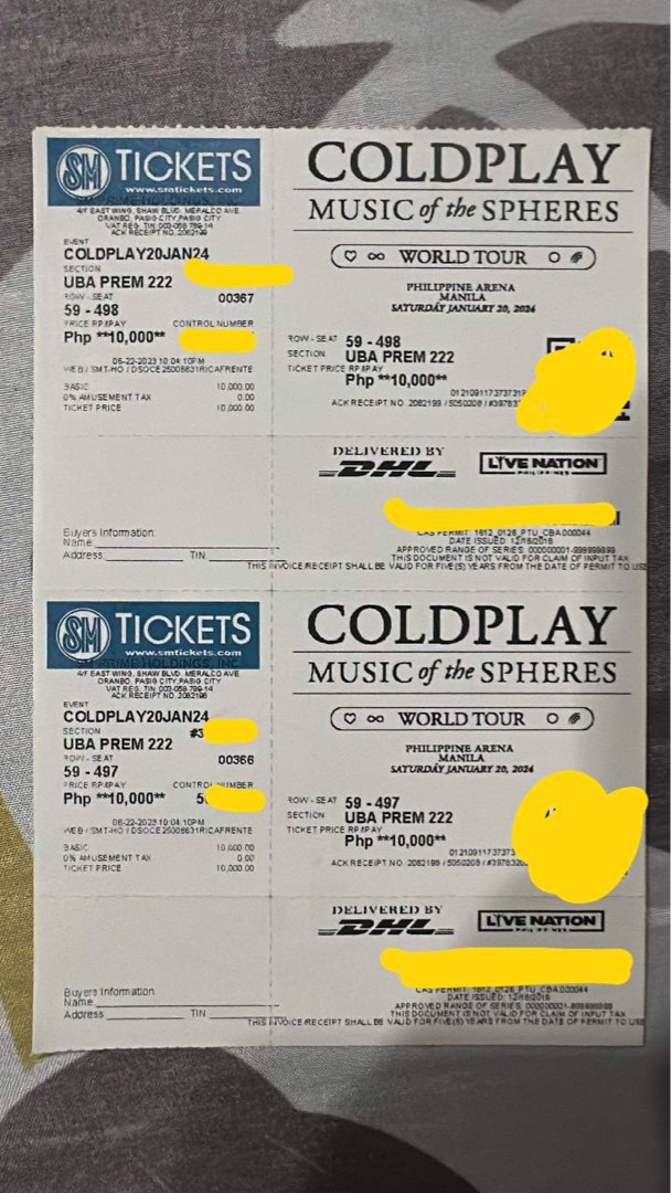 Coldplay Day 2 Ticket SRP, Tickets & Vouchers, Event Tickets on Carousell