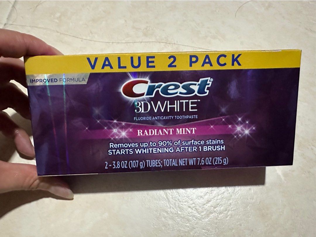 Crest 3D whitening toothpaste (Radiant Mint) x2, Beauty & Personal Care ...