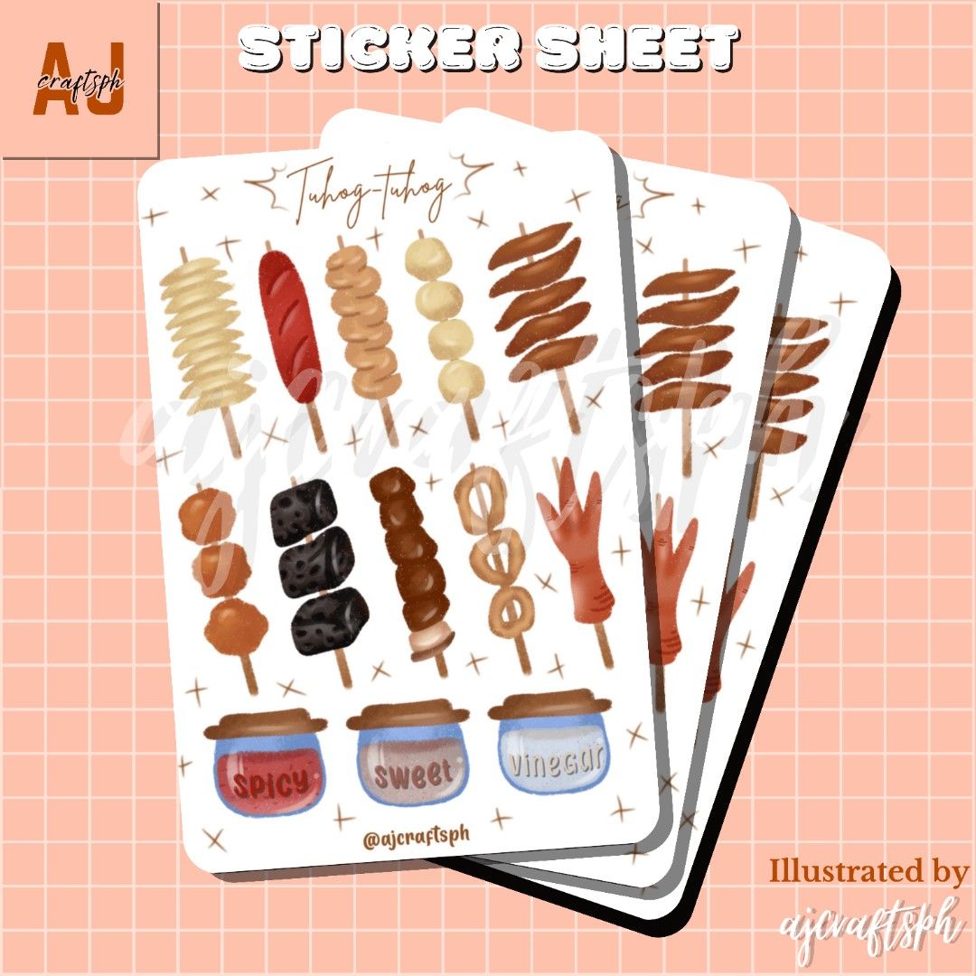 Deco Sticker Sheet Pinoy Tuhog tuhog Filipino Street Food Illustrated ...