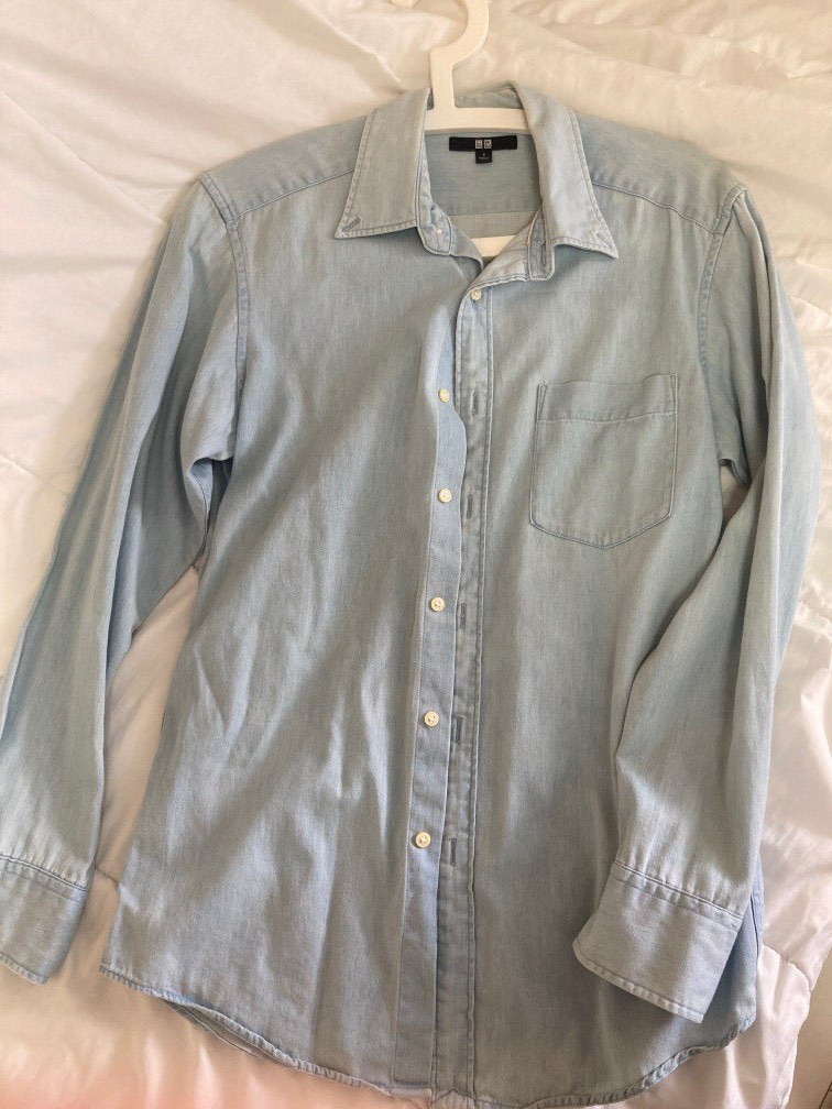 Uniqlo denim shirt, Men's Fashion, Tops & Sets, Formal Shirts on Carousell