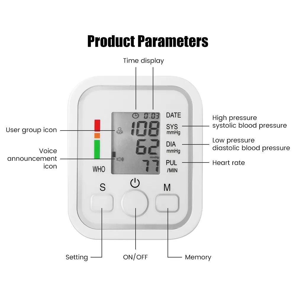 Digital Arm Wrist BP Blood Pressure Monitor Tensiometer Tonometer ...
