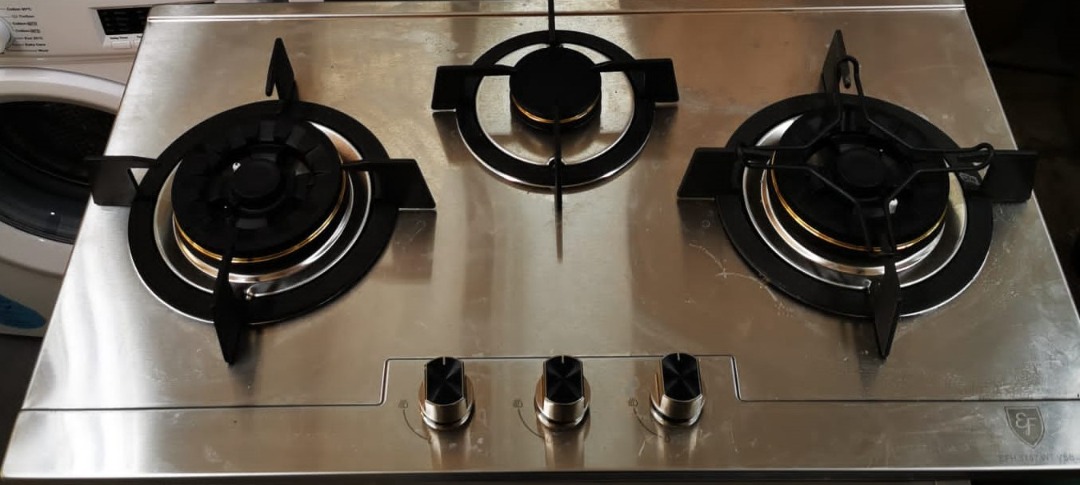 EF 76CM 3 BRASS BURNERS, STAINLESS STEEL GAS HOB (LPG Gas Type ...